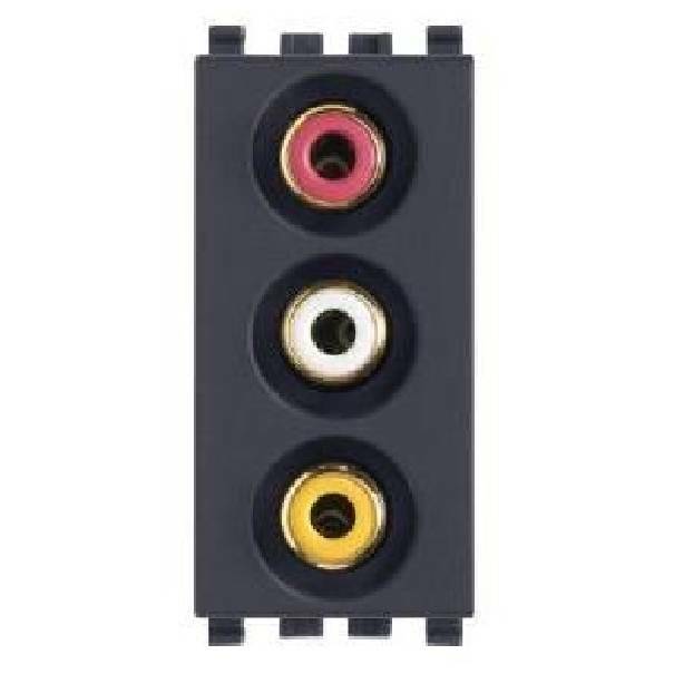 VIMAR EIKON PRESA CON 3 CONNETTORI RCA 20335