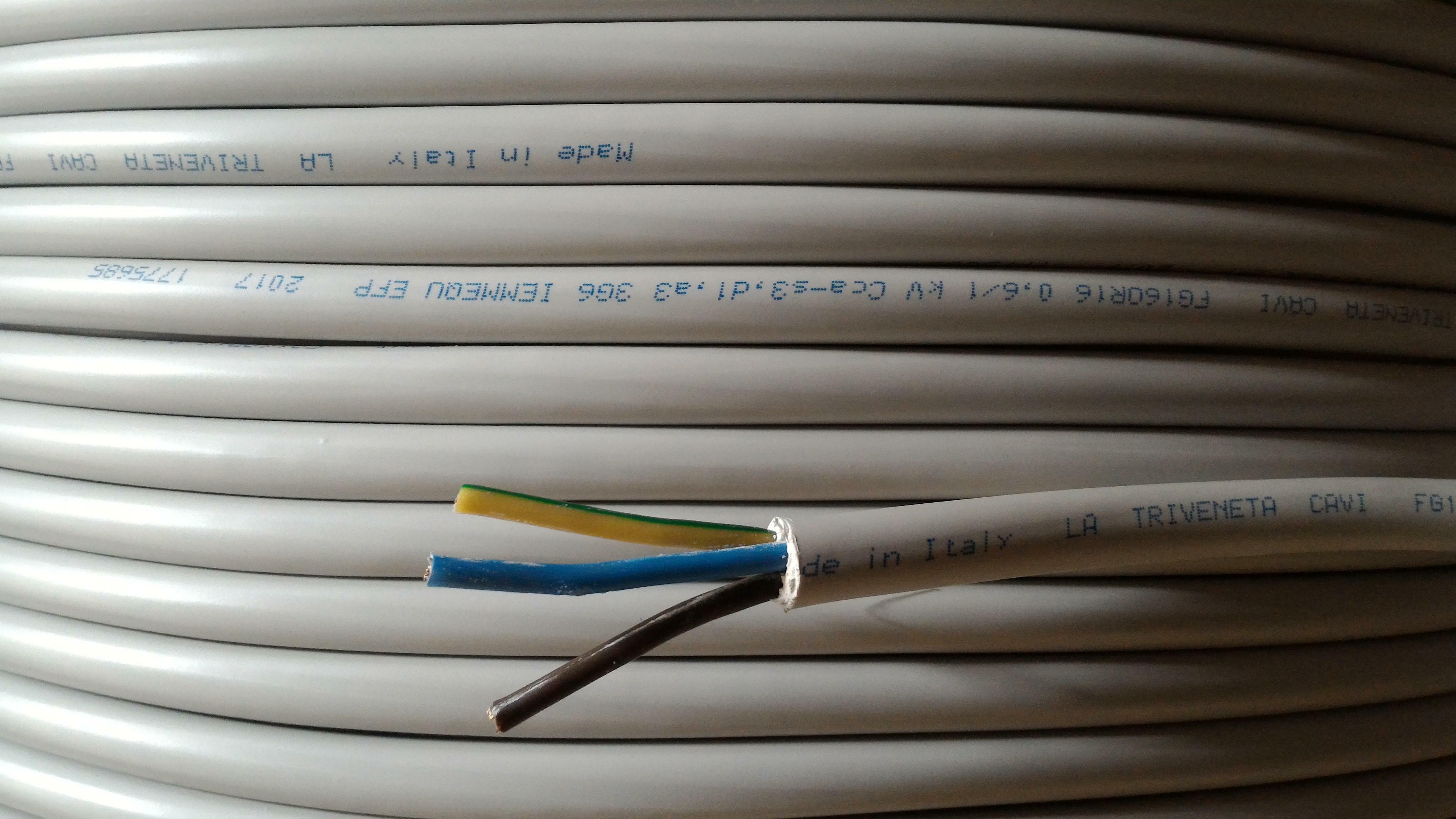 CAVI ELETTRICI - CAVO MULTIPOLARE FG16OR16, 3 CONDUTTORI DA 6MMQ, ISOLAMENTO GOMMA, PER USO ...