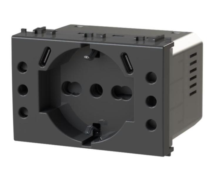 PRESA MULTISTANDARD 4BOX USB P503 COMPATIBILE CON BTICINO LIVINGNOW NERO - 4BUSBP503.KG