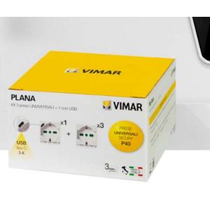 Kit Vimar Plana 3 prese 14210 + 1 presa 14210.USB